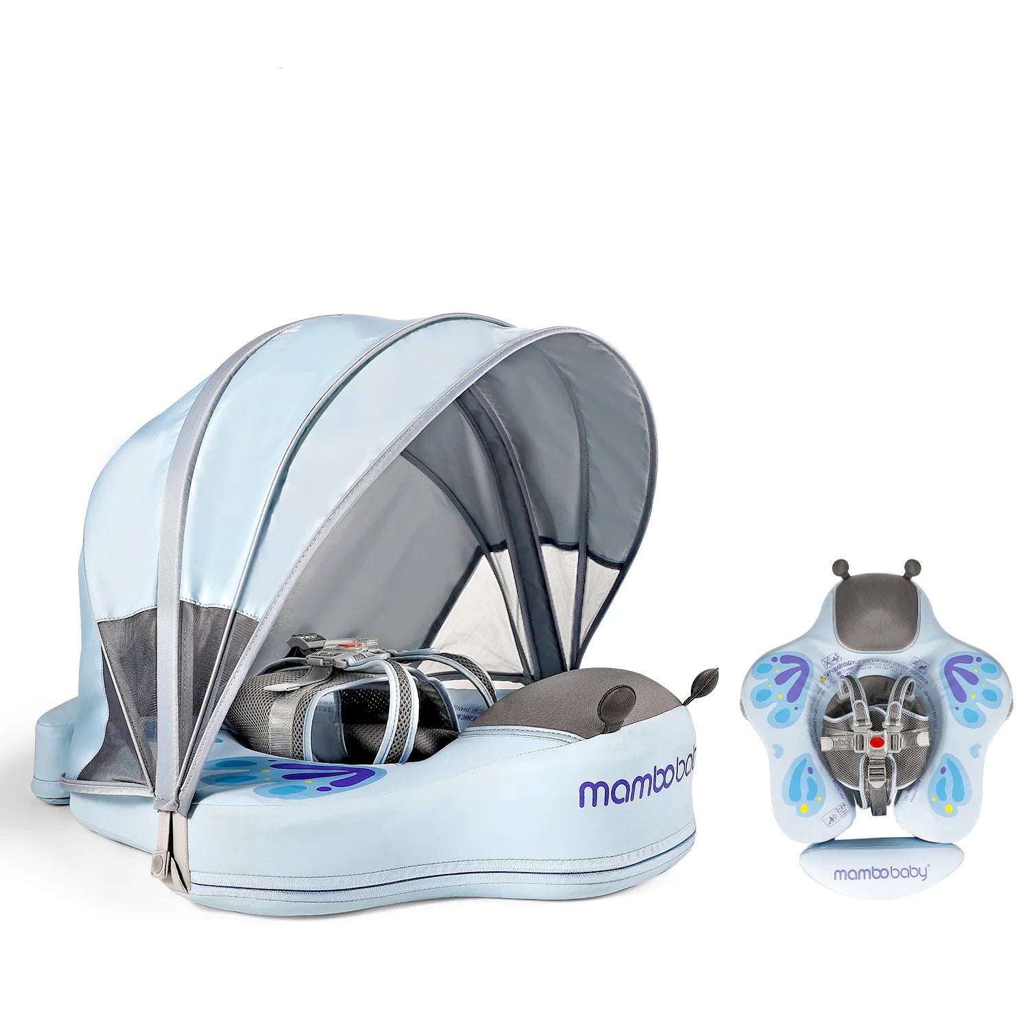 Mambobaby Pool Float Butterfly with Canopy and Tail Blue